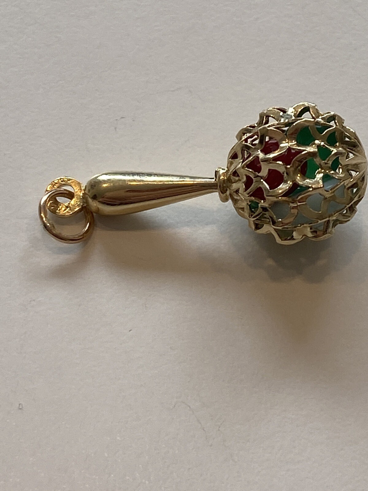 Estate 14k Yellow Gold Baby Rattle W/ Color Beads Charm! 2.9g! Adorable ...