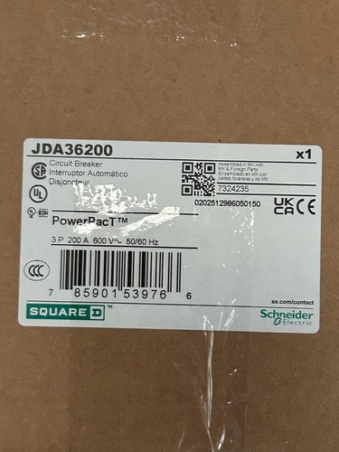 Square D JDA36250 Circuit Breaker - 250A, 3P, 600VAC, 14kA - PowerPact ...