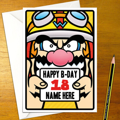 WARIO - Personalised Birthday Card - personalized gamer nintendo ...