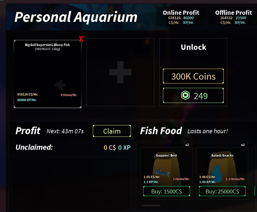 FISCH - Bloop Fish [650k C$ per hour] For Aquarium Farm | eBay