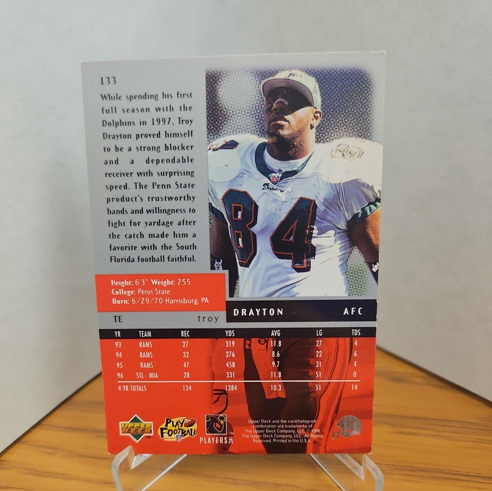Upper Deck Troy Drayton Football Card Black Diamond Football #133 1998 ...