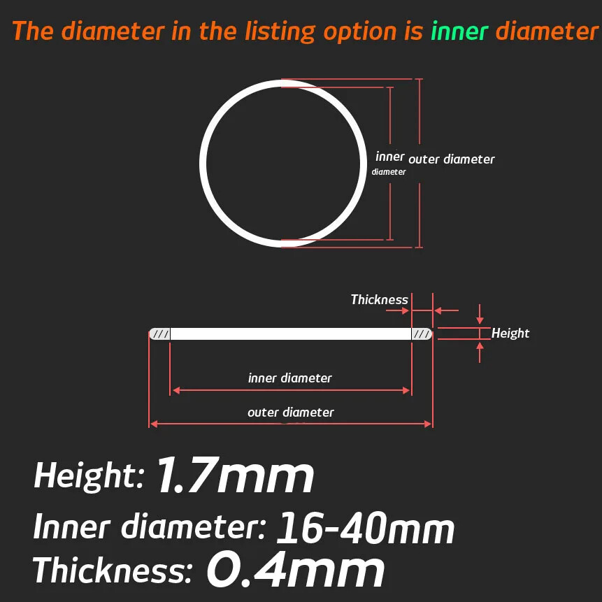 16 to 40mm White Gasket Watch Crystal Sealing O-Ring Front Watch Case ...
