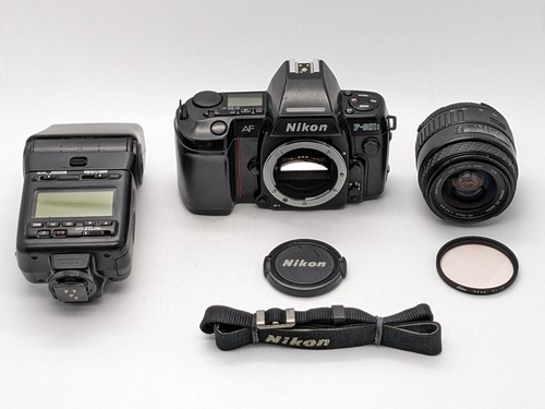 🎦[Exc+5] Nikon F801S SLR Film Camera + Sigma 28-70mm Zoom + SB-24 Flash ...