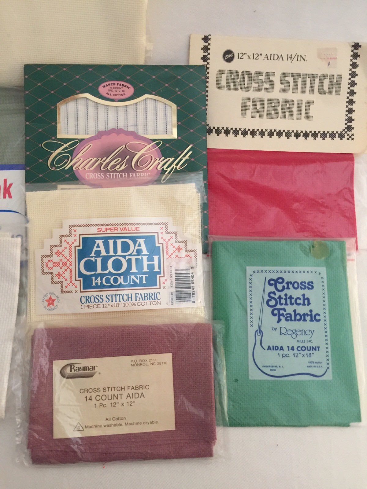 Aida Fabric Cloth 12 Piece Lot 11 14 18 Count & Waste Canvas Lot A | eBay
