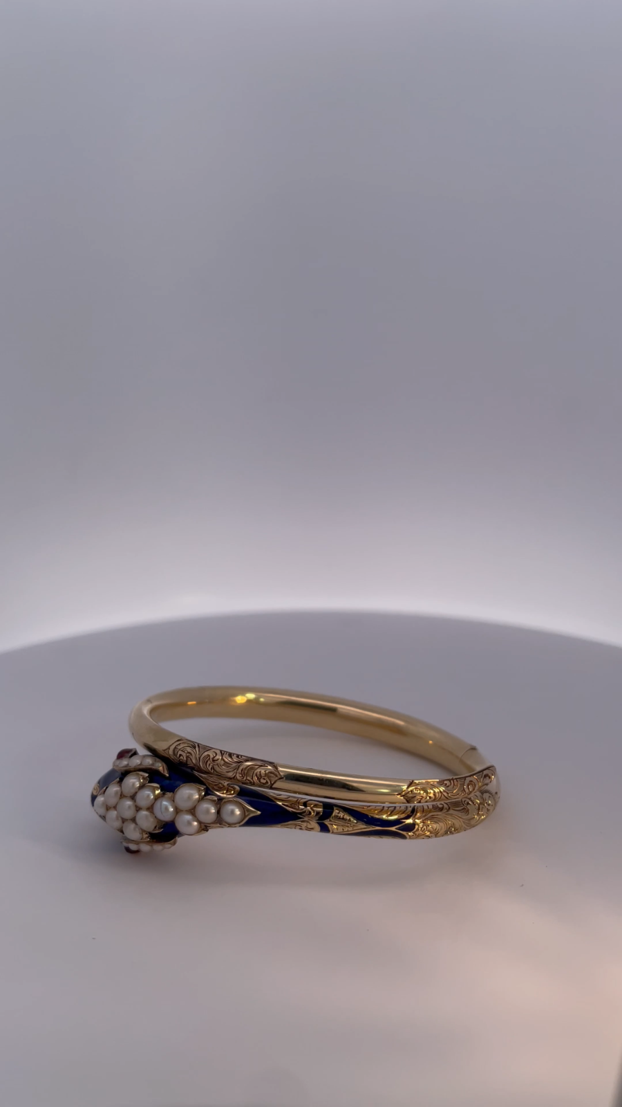 14K Cobalt Blue Enamel Snake Bracelet with Pearls | eBay