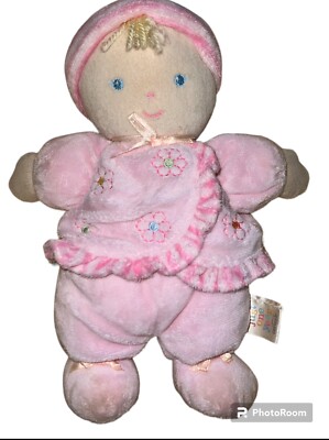Carters JOY Baby Doll Lovey Silky Plush Velour Flowers Blonde Rattles ...