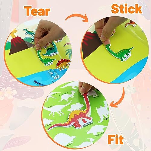 Reusable Sticker Books for Kids - 3 Pack Cute Animal+Dinosaurs+Insects ...