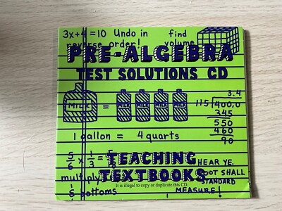 Teaching Textbooks Pre-Algebra Test Solution CD only | eBay