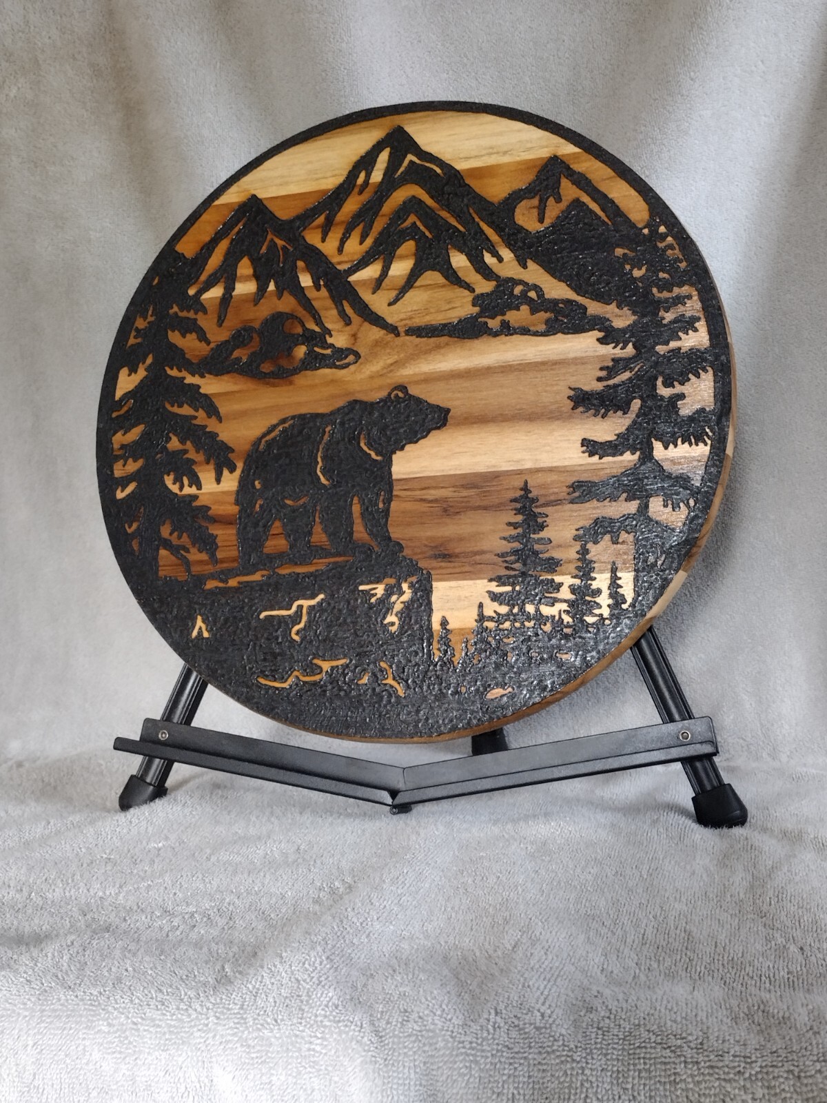 Solar Pyrography wood burning bear wildlife decor outdoors | eBay