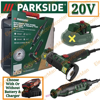 Parkside 20V Cordless 2in1 Mini Angle Grinder & Rotary Tool Set | eBay UK