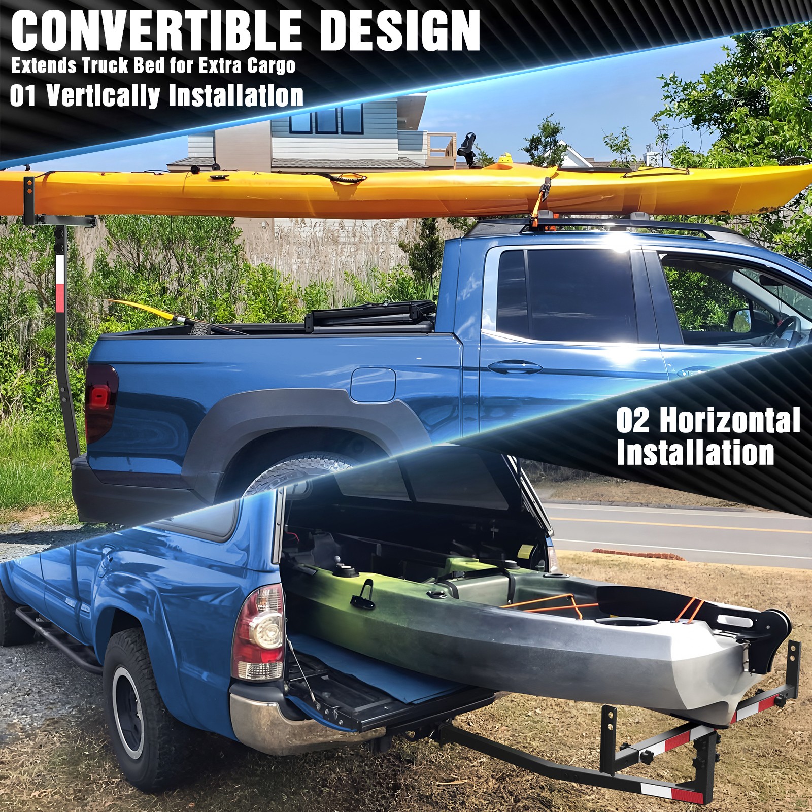 Truck Bed Extender Trailer Mount 2-in-1 Adjustable Extension Rack for ...