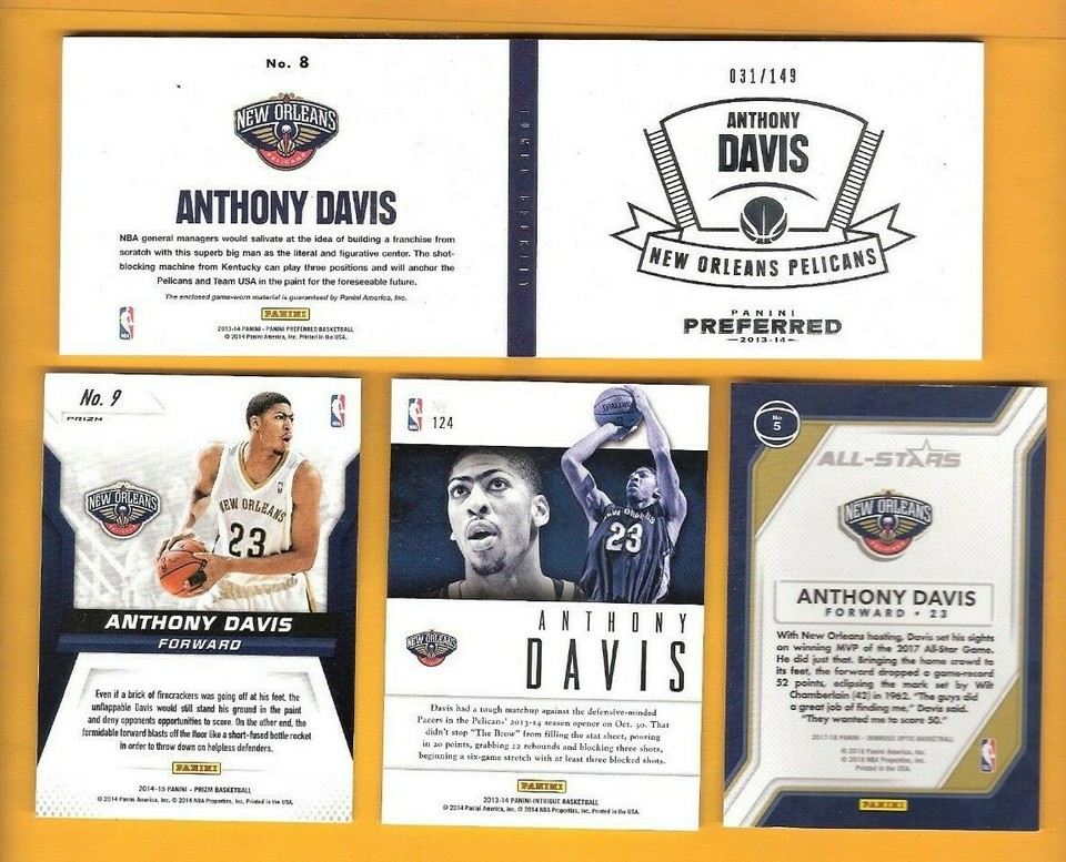 ANTHONY DAVIS ROOKIE CARD + JUMBO JERSEY + SILVER FIREWORKS PRIZM ...