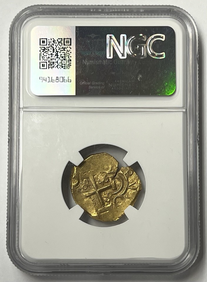 (1700-13) COLOMBIA Gold Cob 2E CHARLES II TYPE NGC MS62 1715 Fleet ...