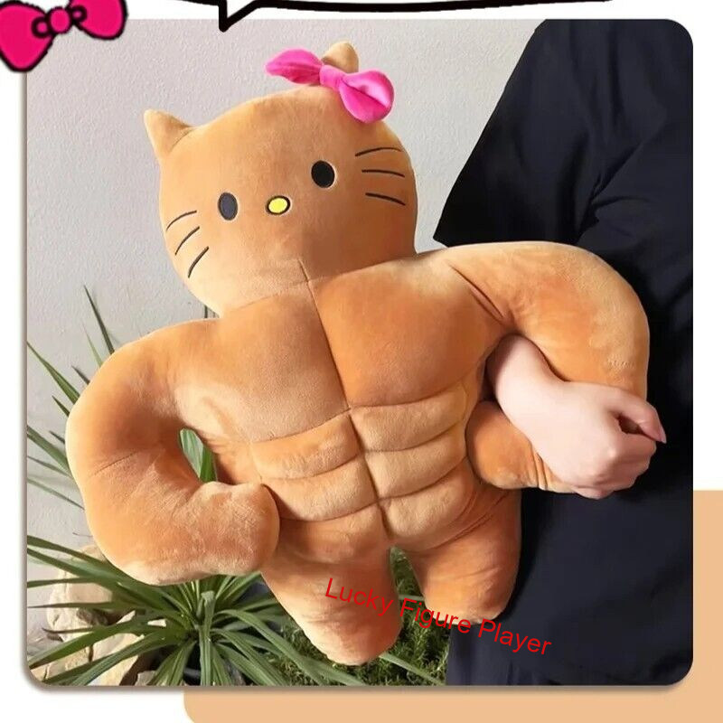 Sanrio Buff Hello Kitty Kawaii Muscle Plush Funny Doll 40Cm Pillow &55 ...