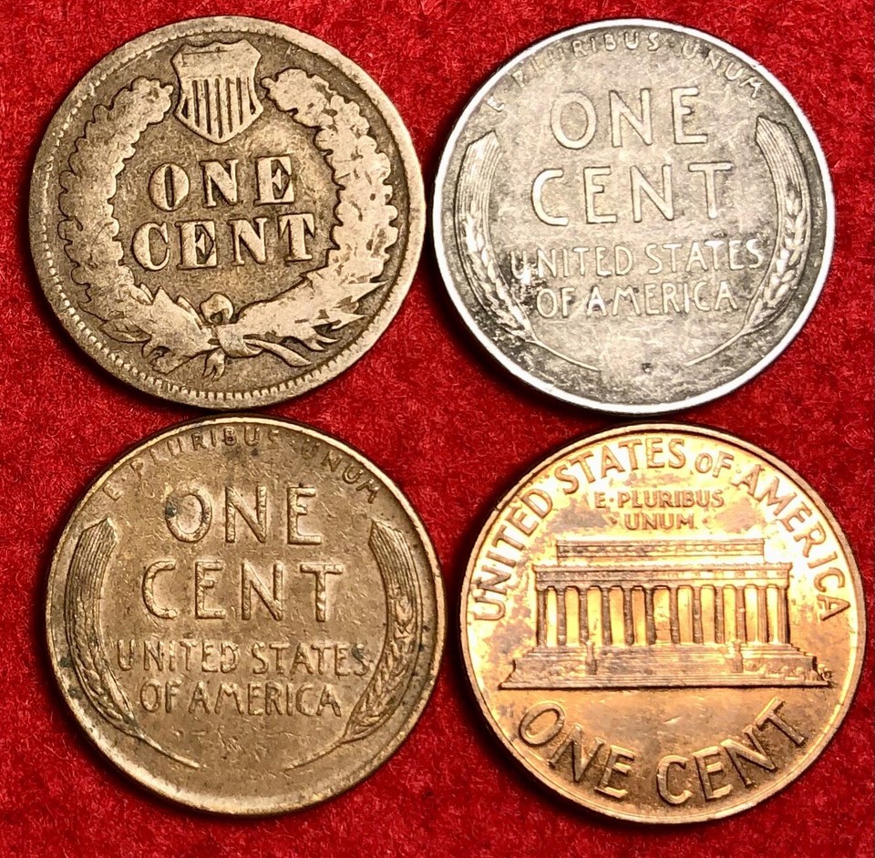 20th Century Small Cent U.S. Coin Lot Indian Head Steel Wheat 95% ...