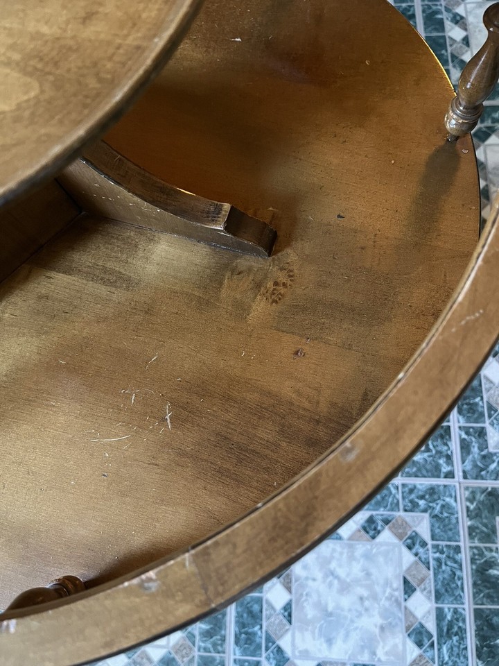 Antique Wooden Round Tier Table Vintage Furniture Decorative Stand ...