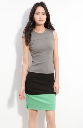 DVF DIANE VON FURSTENBERG Sharby Color Block Dress Sz 10 GRAY/BLACK ...