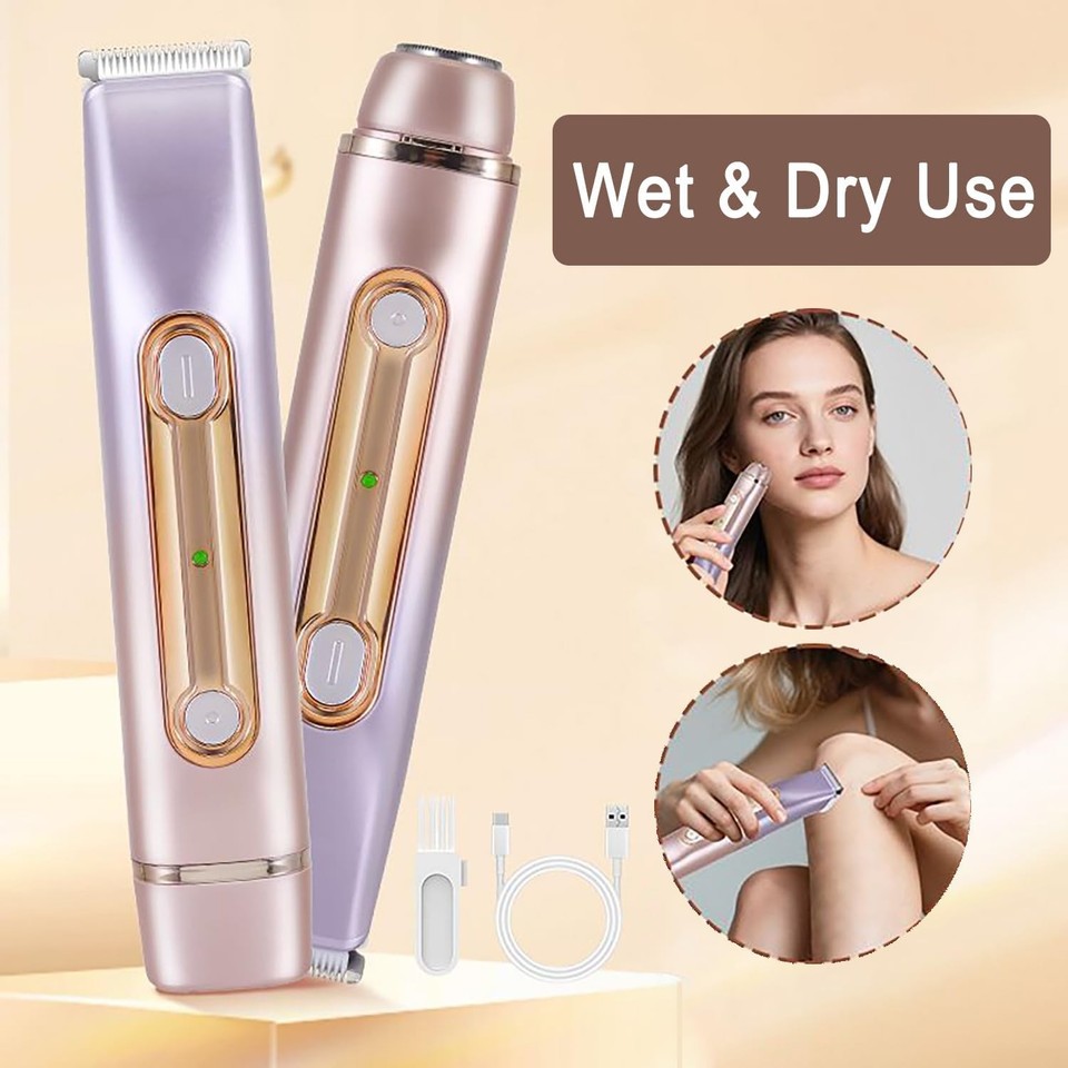 2 in 1 Bikini Trimmer for Women Dual Head Electric Razor IPX7 Waterproof Pink | eBay