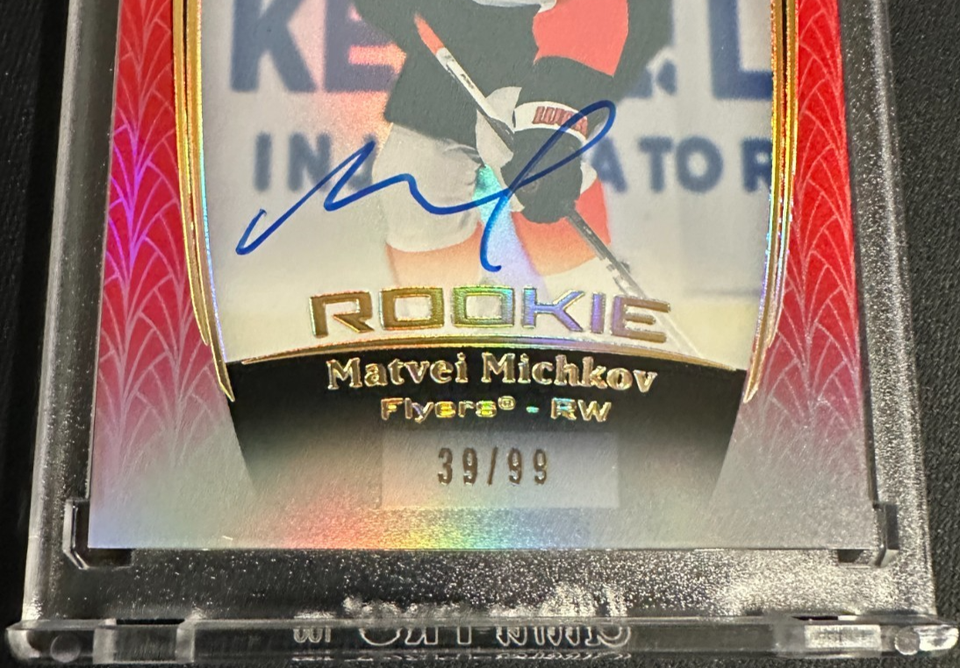 MATVEI MICHKOV 2024-25 UPPER DECK STATURE RC AUTO SP RED 39/99 - JERSEY ...