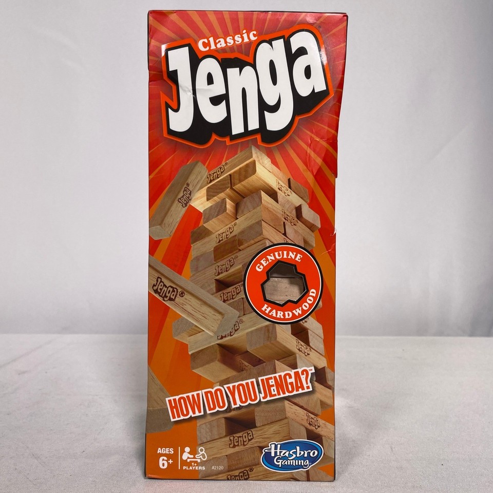 Classic Jenga Game Hasbro Gaming Genuine Hardwood Stacking Tower Fun ...