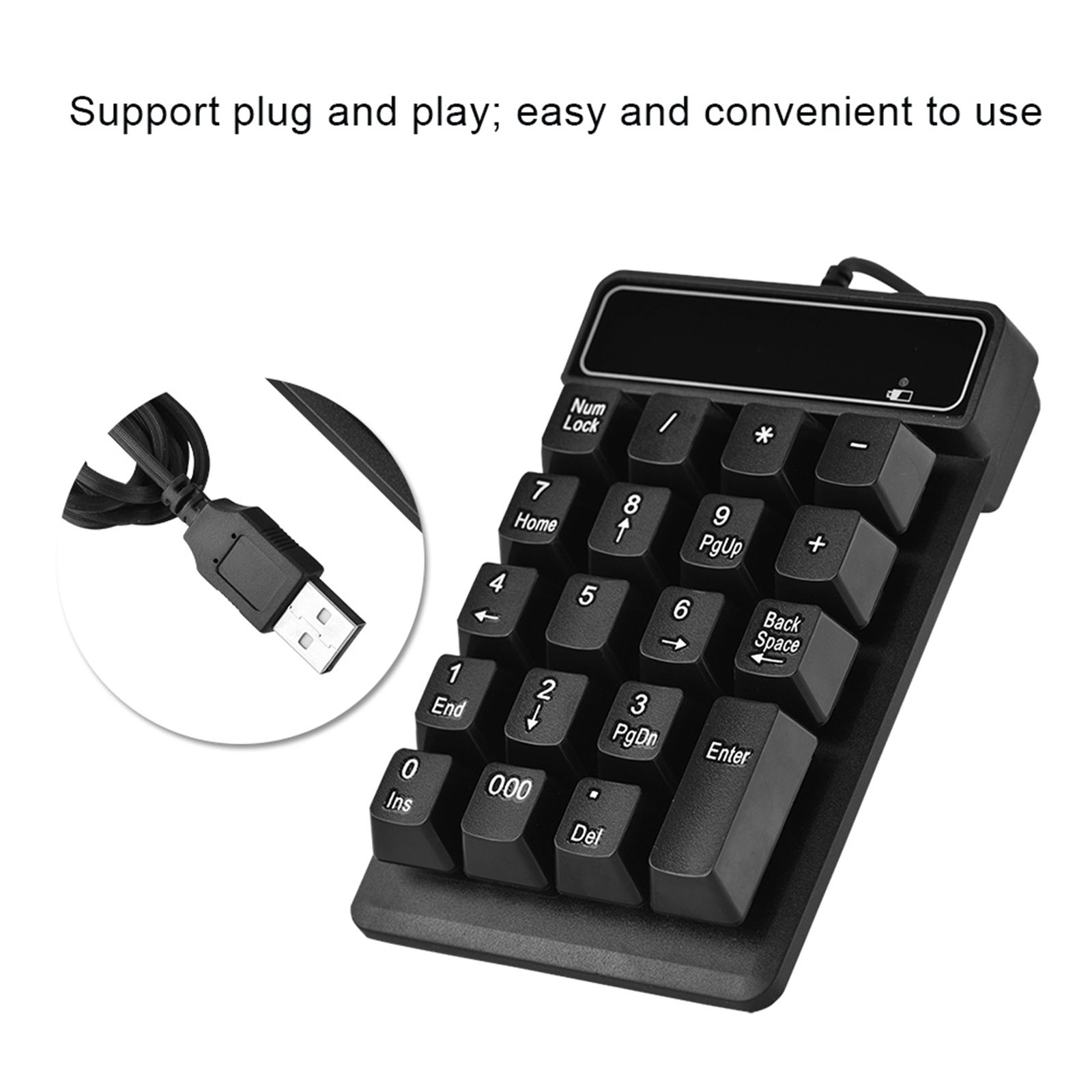 1.5M / 5FT USB Wired 19 Keys Numeric Keypad Number Pad For Laptop De ...