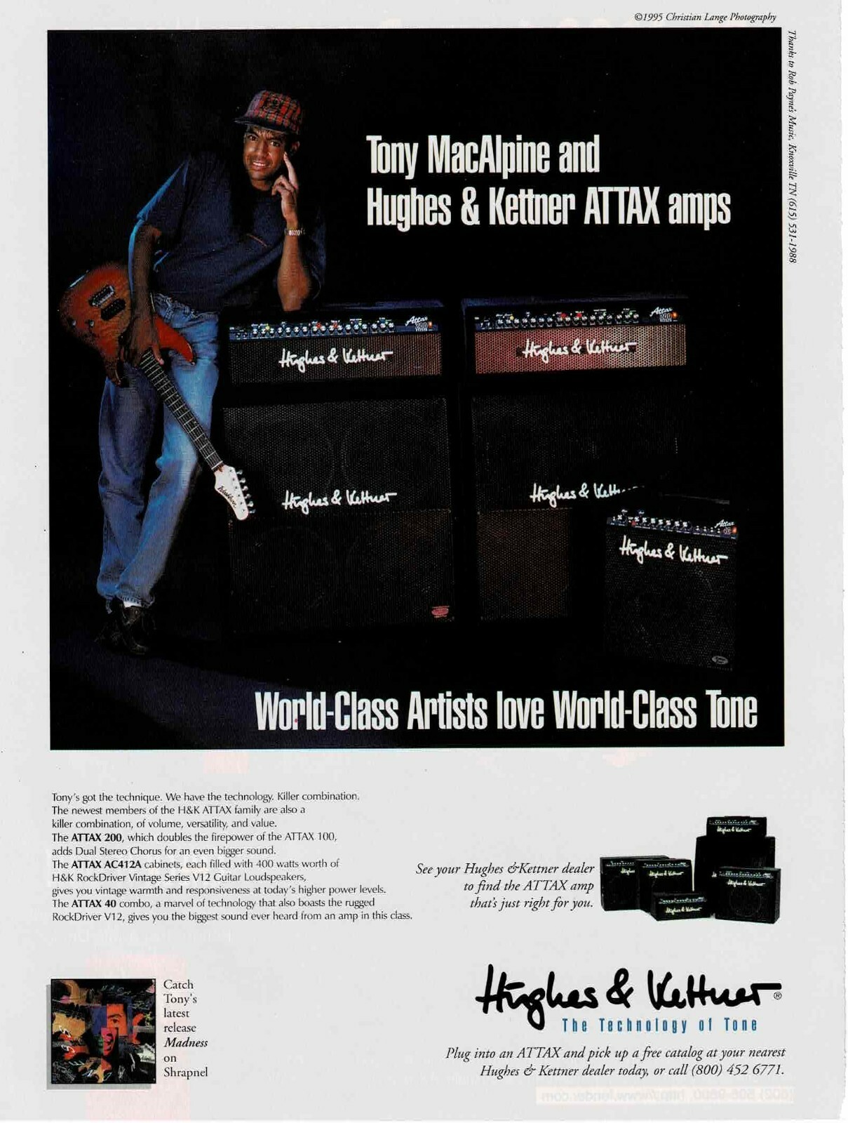 HUGHES & KETTNER AMPS - TONY MACALPINE - 1995 Print Advertisement | eBay