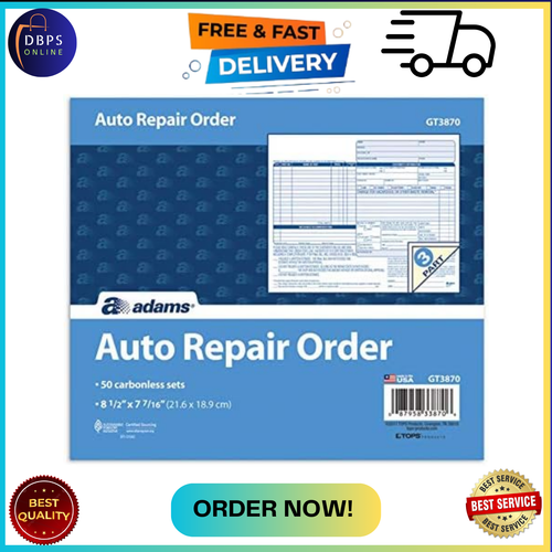 Adams Auto Repair Order Forms, 8.5 X 7.44, 3-Part, Carbonless, 50-Pack ...