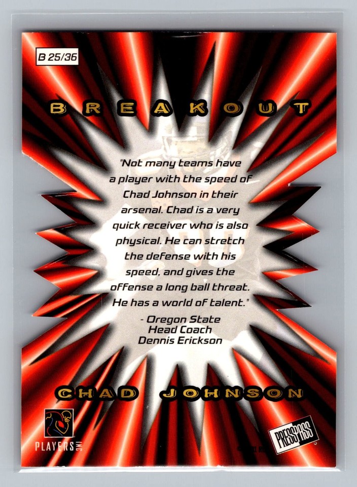 Chad Johnson 2001 Press Pass #B25 Breakout Oregon State Beavers C31 | eBay