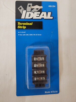 IDEAL INDUSTRIES 89-203 Terminal Strip, 3 ckt., 30A, 600V, #8-32 Phil ...