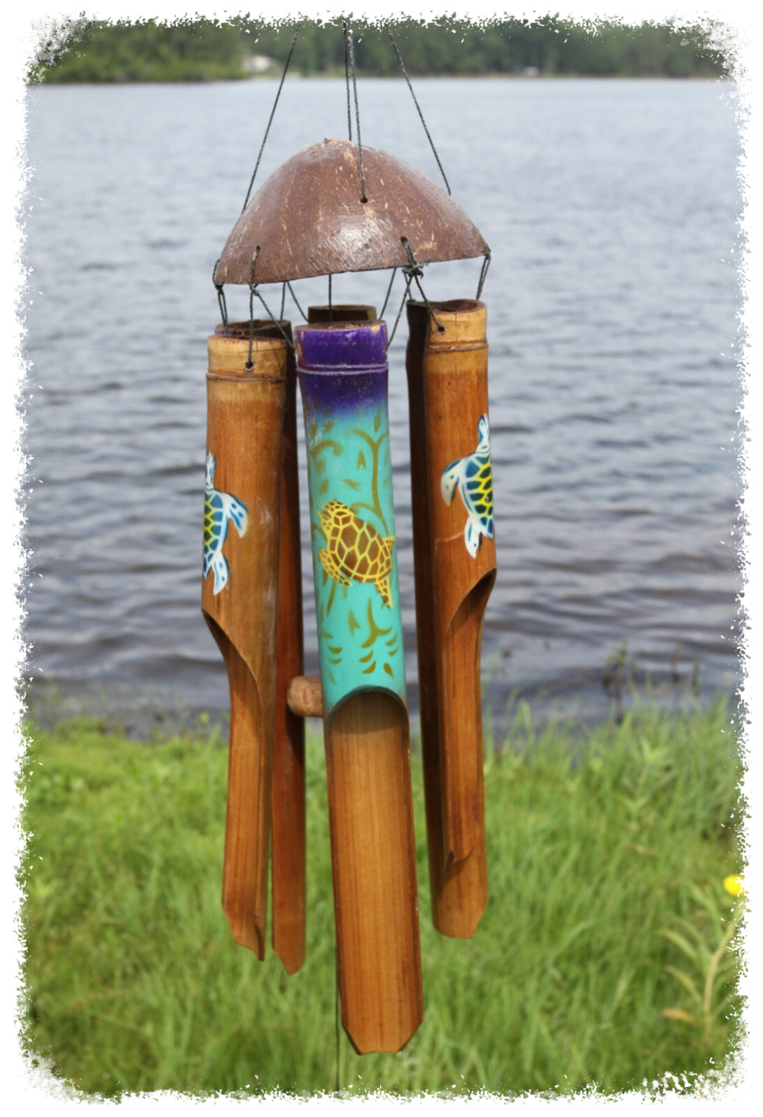 Painted Sea Turtles, Bamboo Wind Chime- Gift Idea - Sea Turtle Decor G ...
