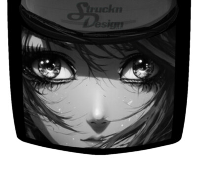 Grey Sad Anime Woman Blue Crying Eyes Truck Hood Wrap Vinyl Car Graphic ...