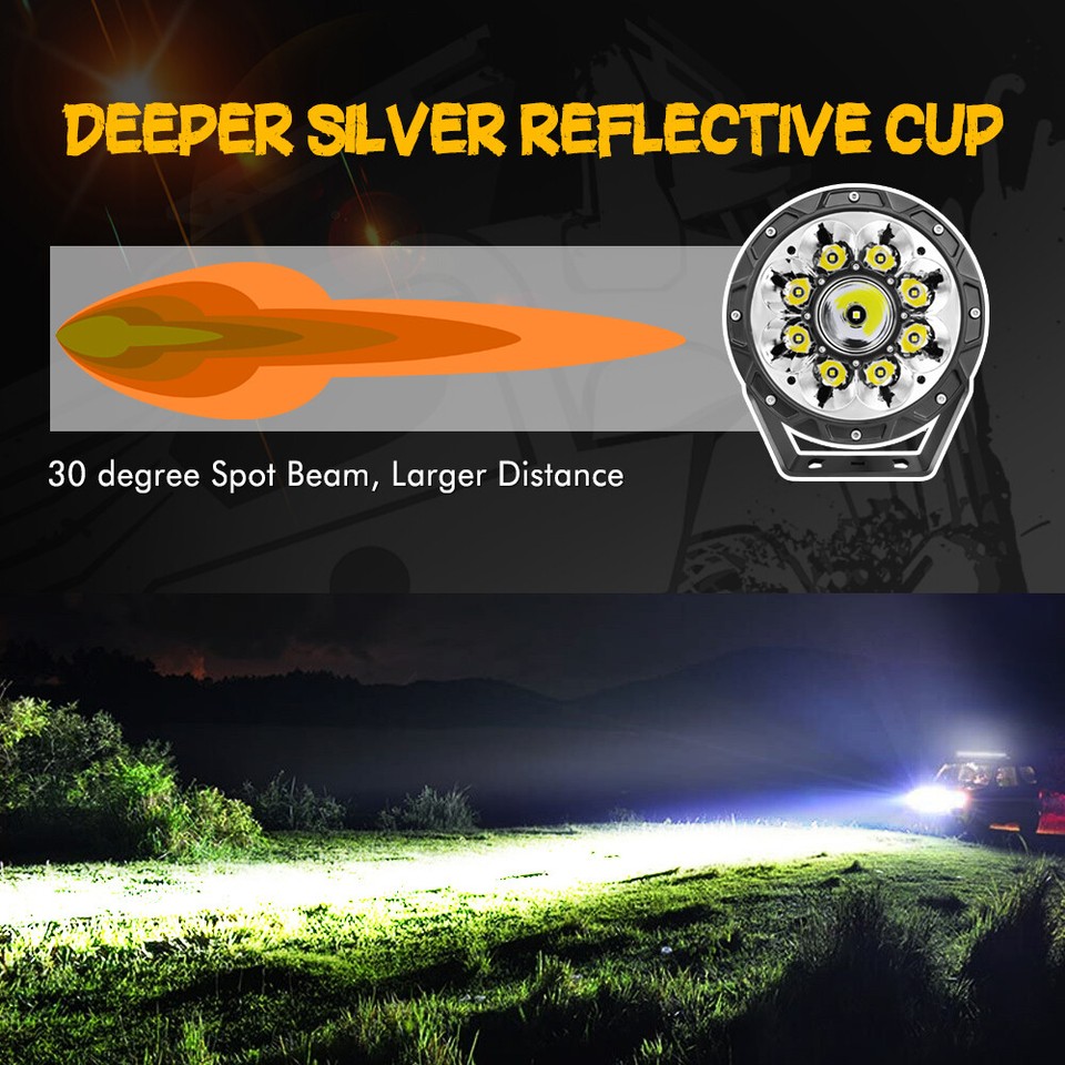 2x 7inch Round 360-PRO LED Work Headlights Spot Driving Lamp Offroad ...