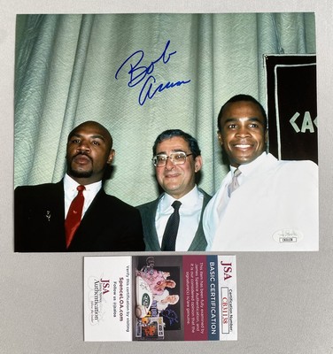 TOP RANK BOXING BOB ARUM AUTOGRAPH 8x10 PHOTO w. HAGLER & LEONARD JSA ...