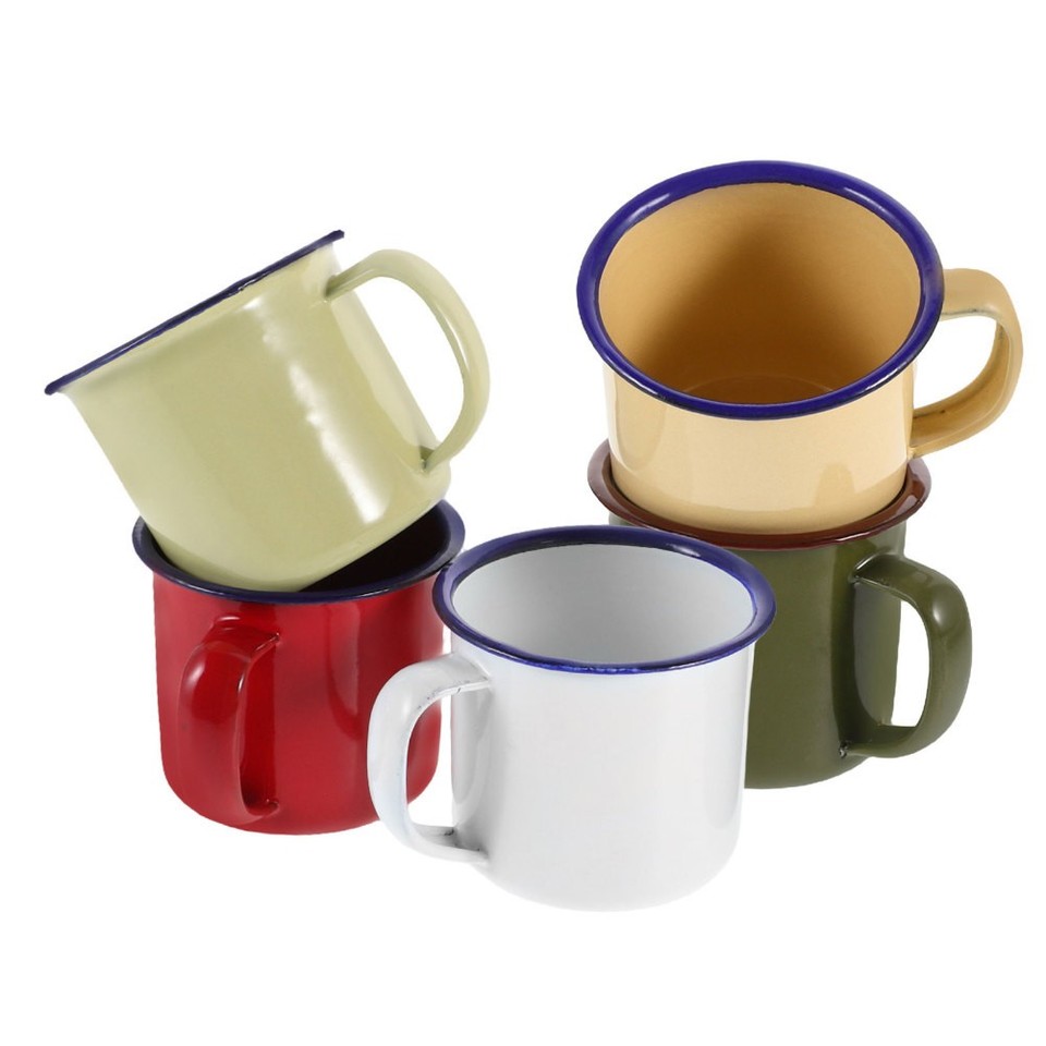 5pcs Camping Enamel Cup - Campfire - Rustic Backpacking Mug For Hiking ...