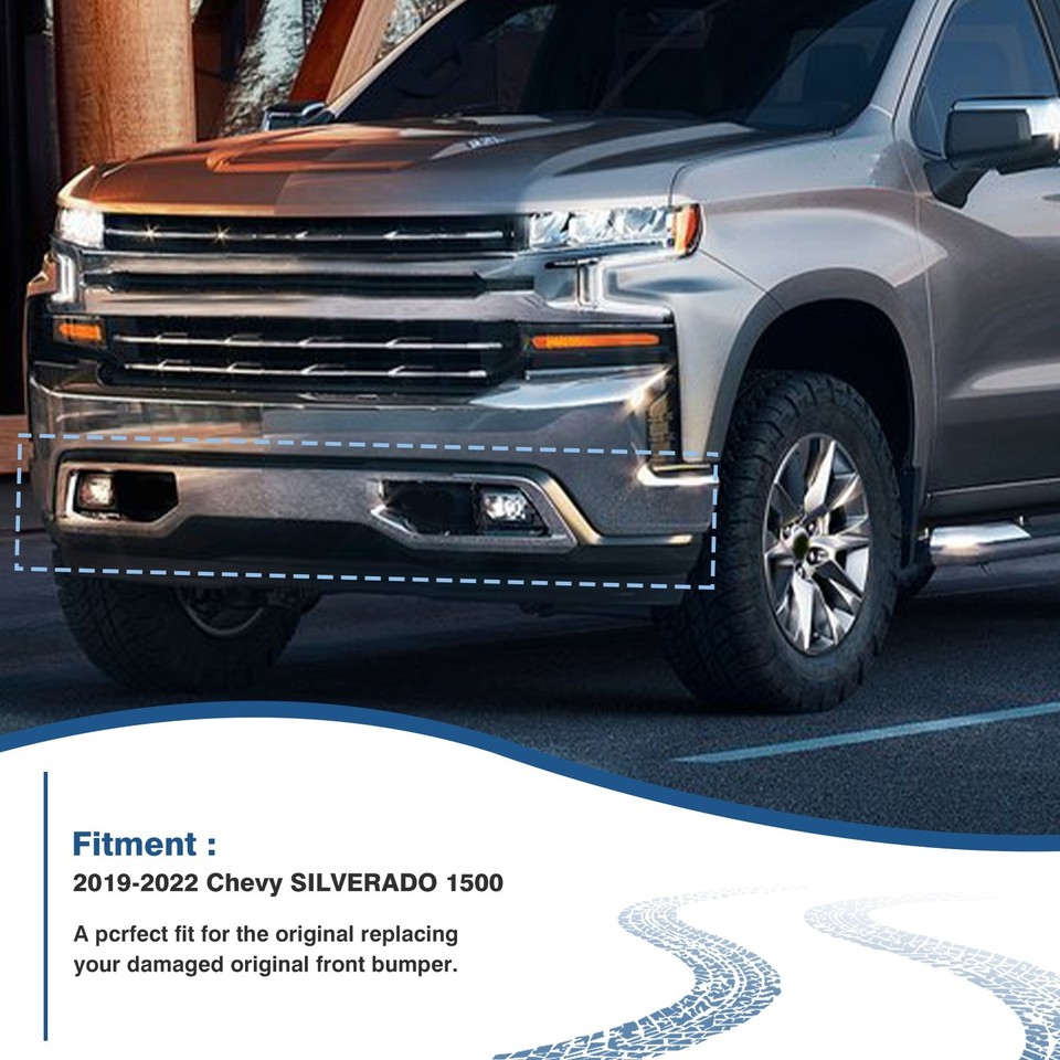 Front Lower Bumper w/ Chrome Skid Plate For 2019-2021 Silverado 1500 ...