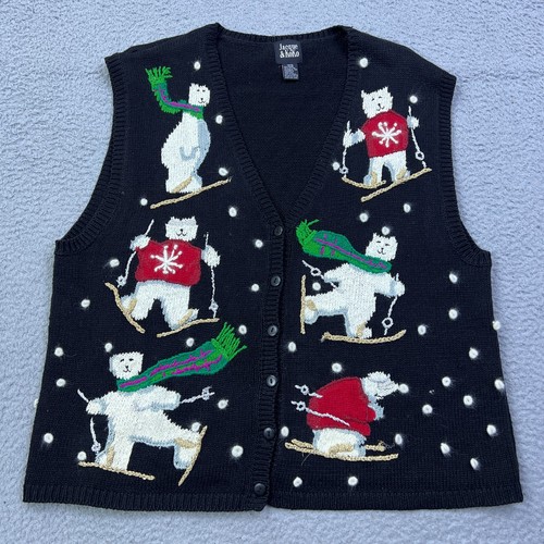 VTG Jacque & Koko Christmas Holiday Sweater Vest 14/16 Skiing Polar ...