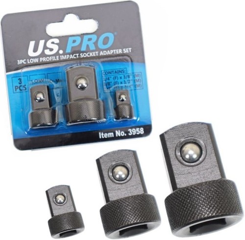 US PRO 3pc Low Profile Impact Socket Step Up Adaptor Set 1/4" 3/8" 1/2" 3/4" Dr | eBay UK