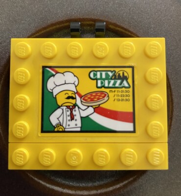 Lego Tile Spare Piece Part Pizza Italian Sign Lego Man Picture Yellow ...