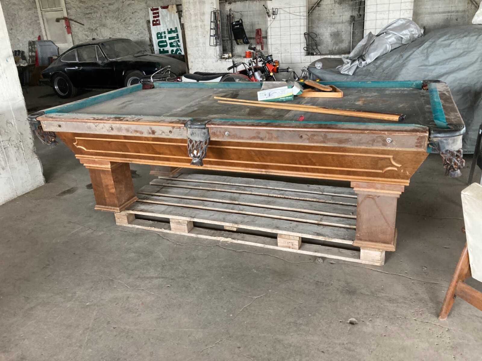 Antique Brunswick Pool Table ready to move and refelt 96" by 54" | eBay