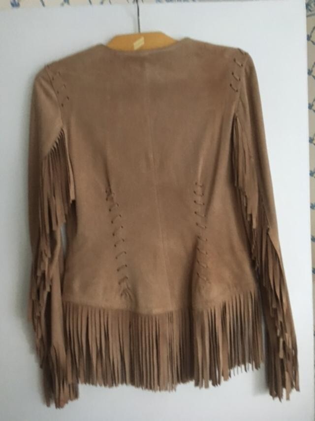 Women's American Western Wear Suede Cowgirl Jacket with Fringe. Tan ...
