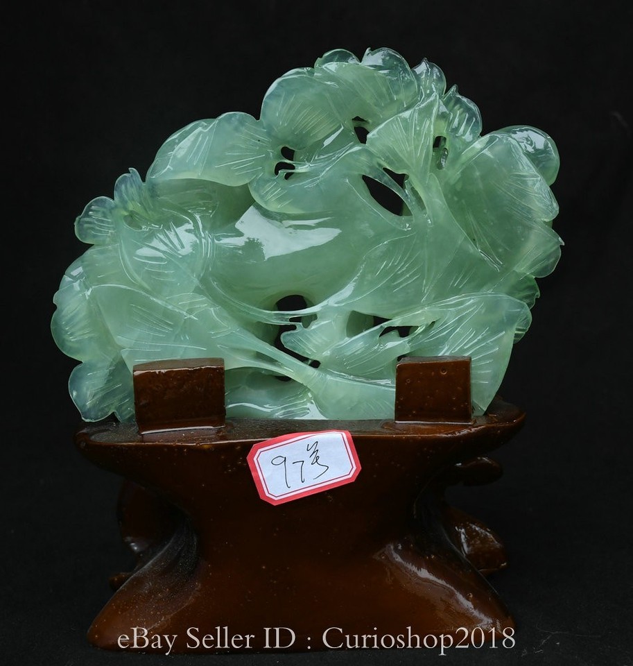 8.8" Chinese Natural Xiu Jade Carving Fulu Gourd Ganoderma Sculpture | eBay