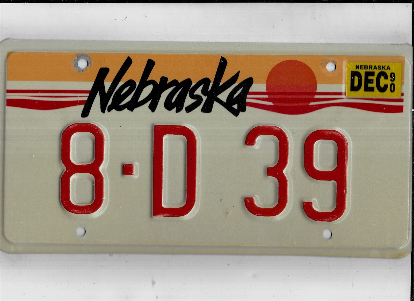 NEBRASKA passenger 1990 license plate "8-D 39" ***HALL***LOW NUMBER | eBay