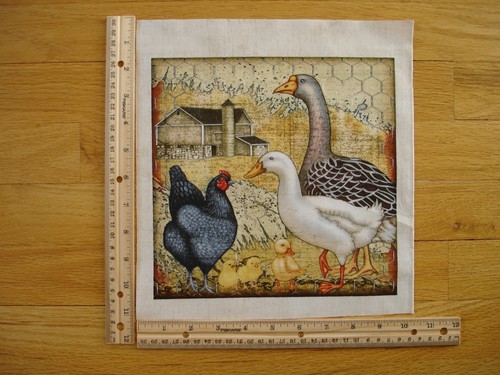 Bountiful Farm Animals Ducks Chicks Rooster Cotton Quilt Fabric Block 9 ...