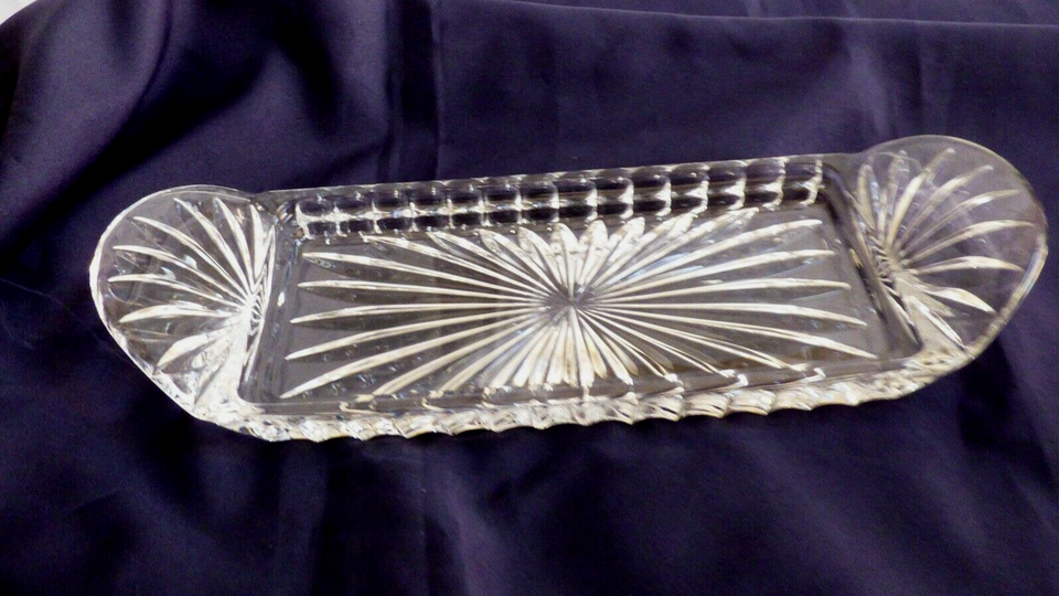 Modern Brilliant Cut Crystal Glass Tray dish 9.75" x 3.75" | eBay