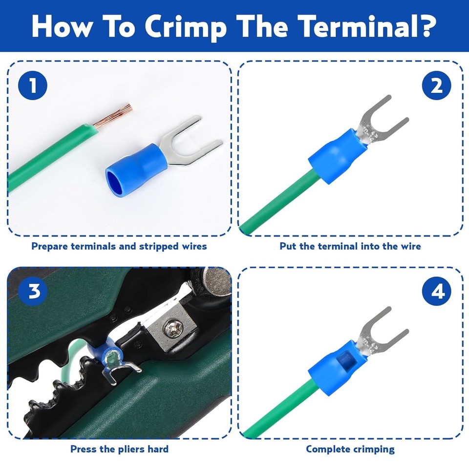 1200Pcs Assorted Insulated Electrical Wire Terminals Crimp Connectors ...