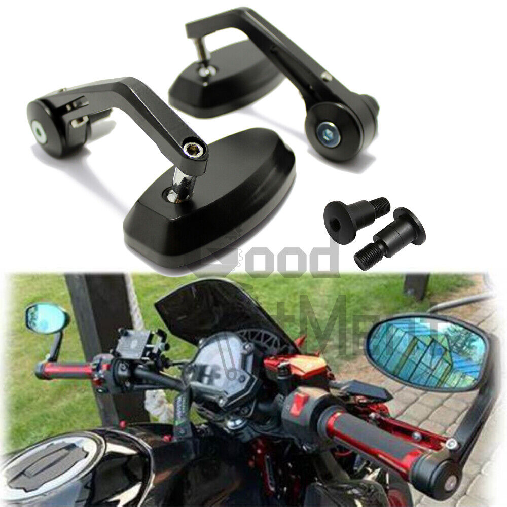 Black Motorcycle Side Bar End Mirrors w/ Adapter For Yamaha MT 07 09 10 ...