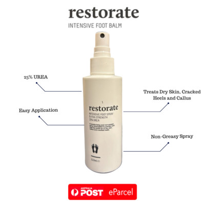 Restorate Intensive Foot Spray | 25% Urea | Cracked Heels, Dry Skin ...