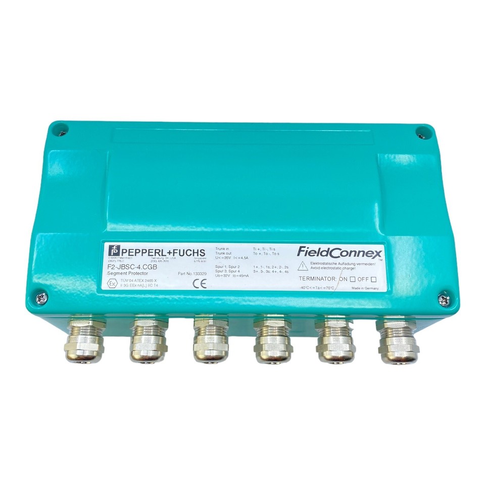Pepperl+Fuchs F2-JBSC-4.CGB fieldbus distributor U 35V I 4.5A Uo=32V ...