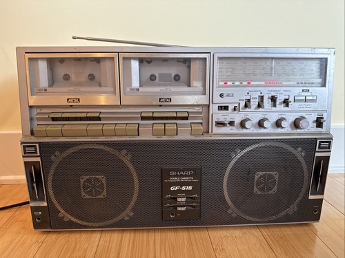 Rare SHARP Boombox 2 cassette deck compatible with metal tapes GF-818SB ...