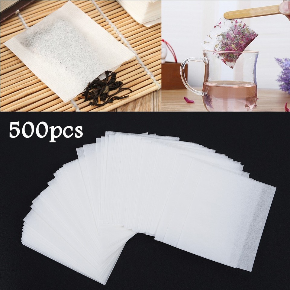 500 X Non-Woven Empty Teabags String Heat Seal Filter Paper Herb Loose ...